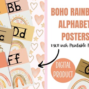 Boho Rainbow Classroom Decor Boho Alphabet Classroom Posters Neutral ...