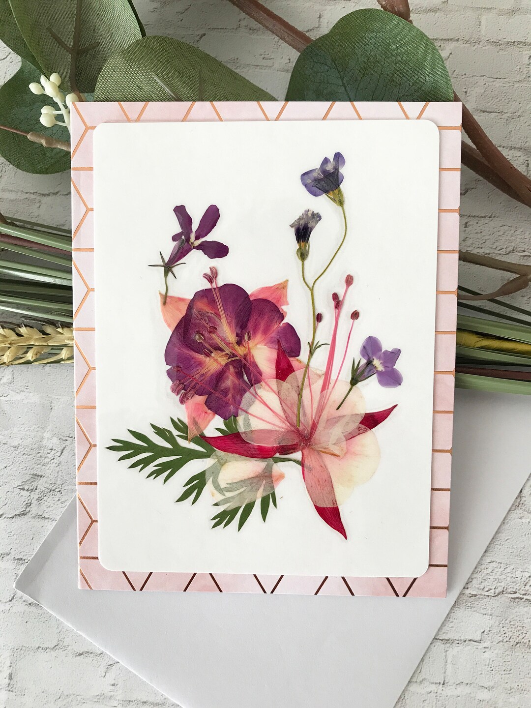 Real Pressed Flowers Card Folded Assorted Cards With Real Pressed ...
