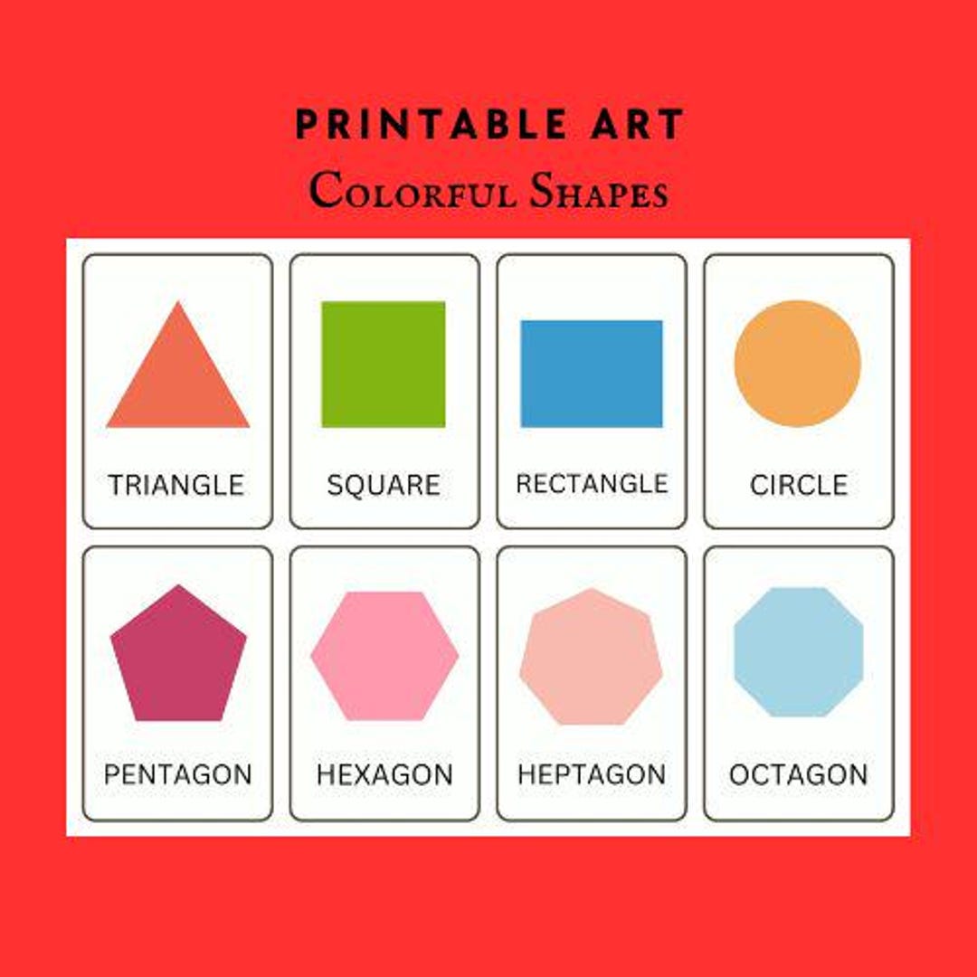 Rainbow Shapes Print, Geometric Shapes, Educational Poster, Nursery ...