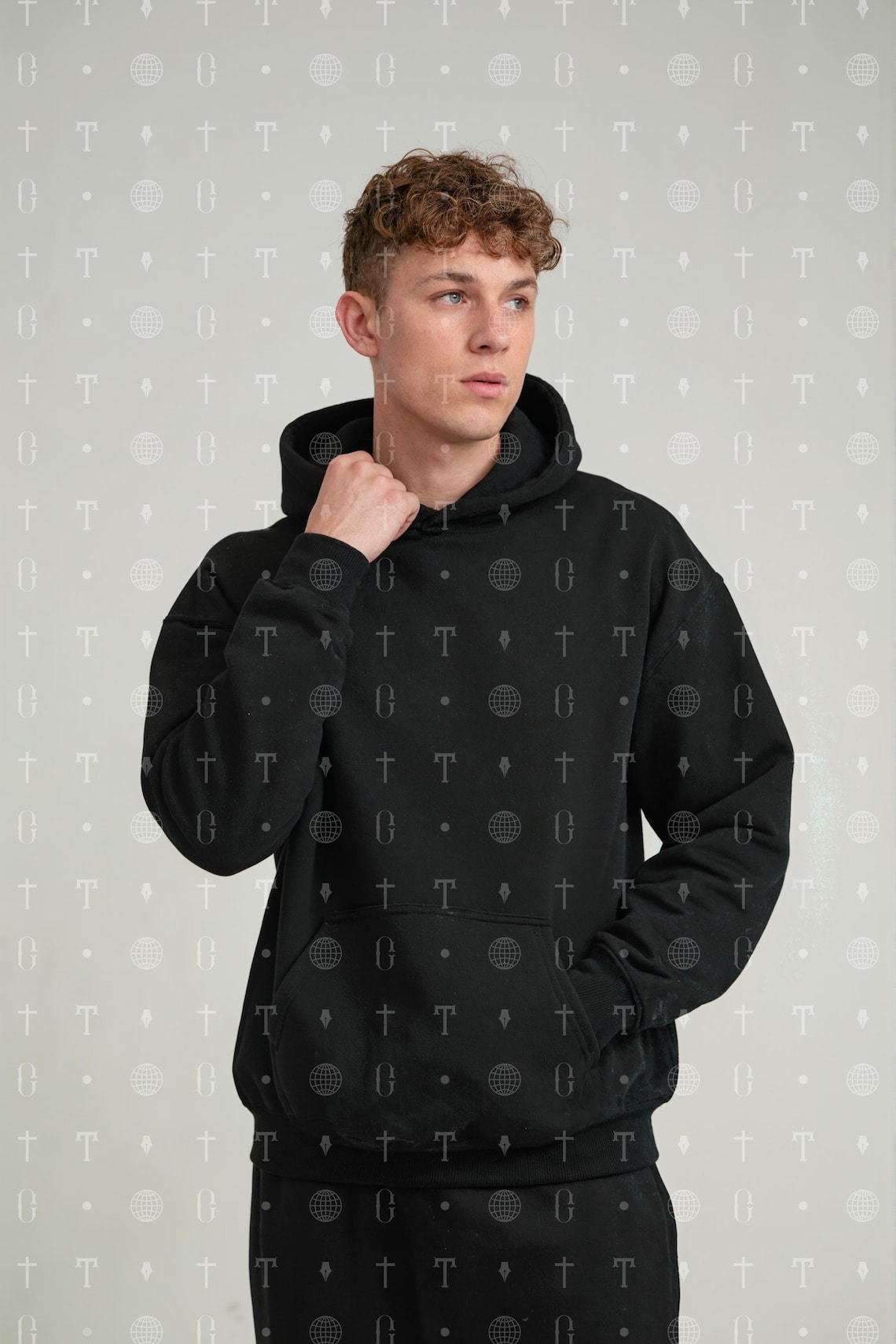 Black Hoodie Mockup | Male Model | Minimal Studio Lighting | JPG ...