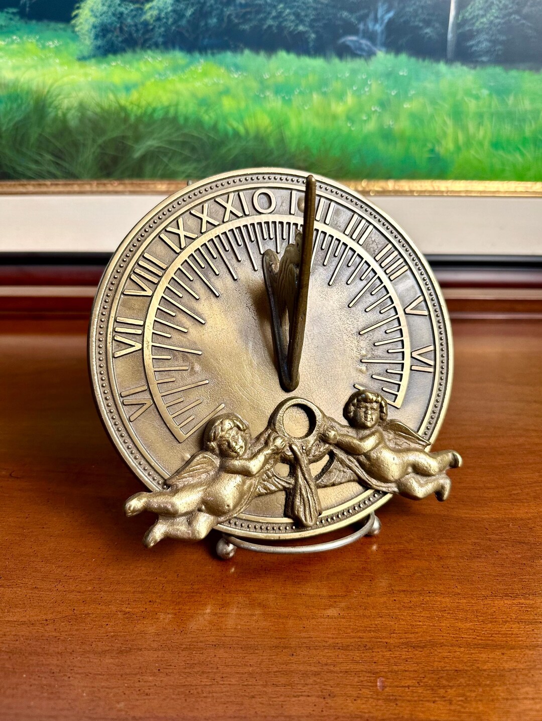 Vintage Brass Cherubs Sundial: 1995 Brassbell Co, Angel Garden Shelf ...
