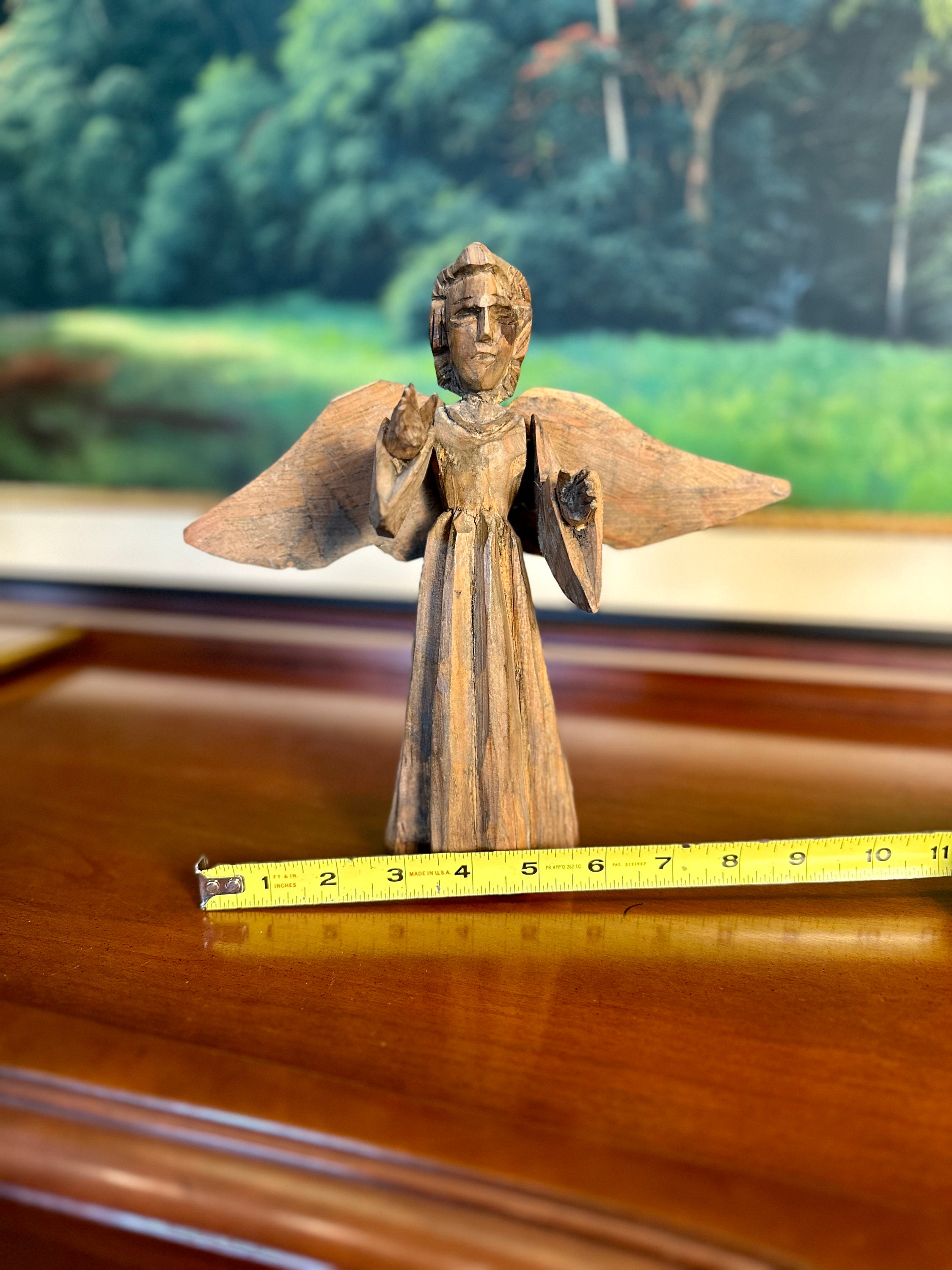 Vintage Carved Wood Folk Art Angel, 9.5 Tall Made in Guatemala Santo ...