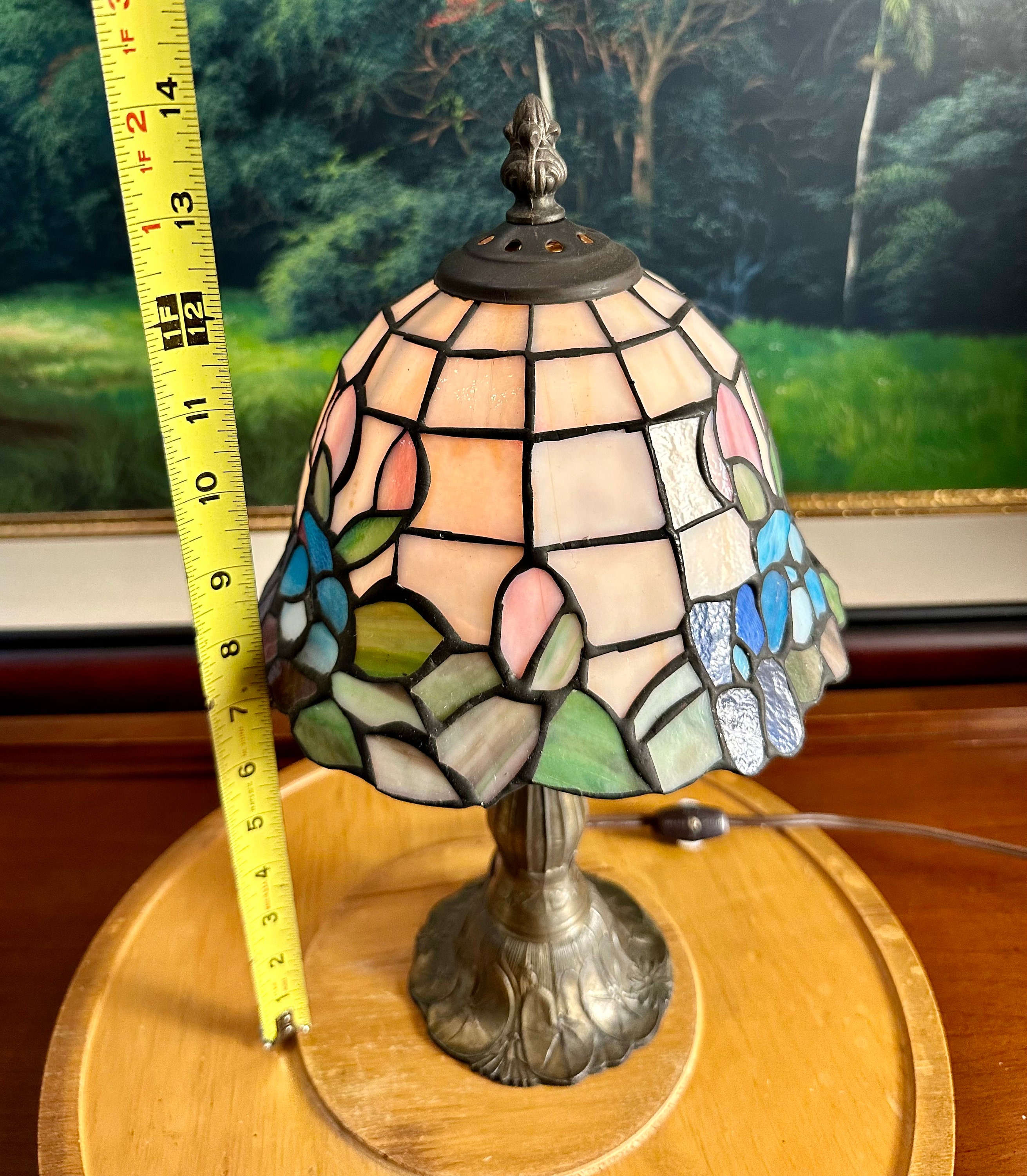 Vintage Tiffany Style Accent Table Lamp Night Light, Floral Pastel ...