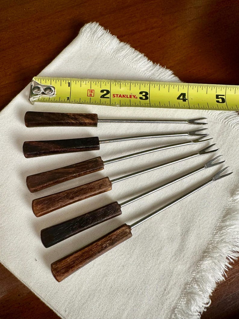 Mid Century Black Iron Rooster Skewer Pick Holder W/ 6 Wood & Metal ...