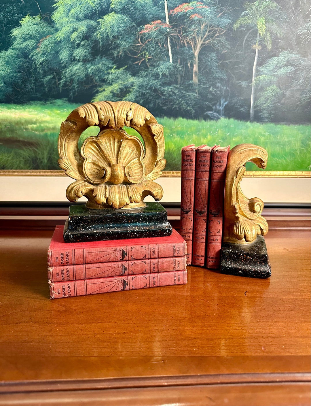 Vintage Borghese Corinthian Gold Gilt Scroll Bookends, Pair W/ Metal ...