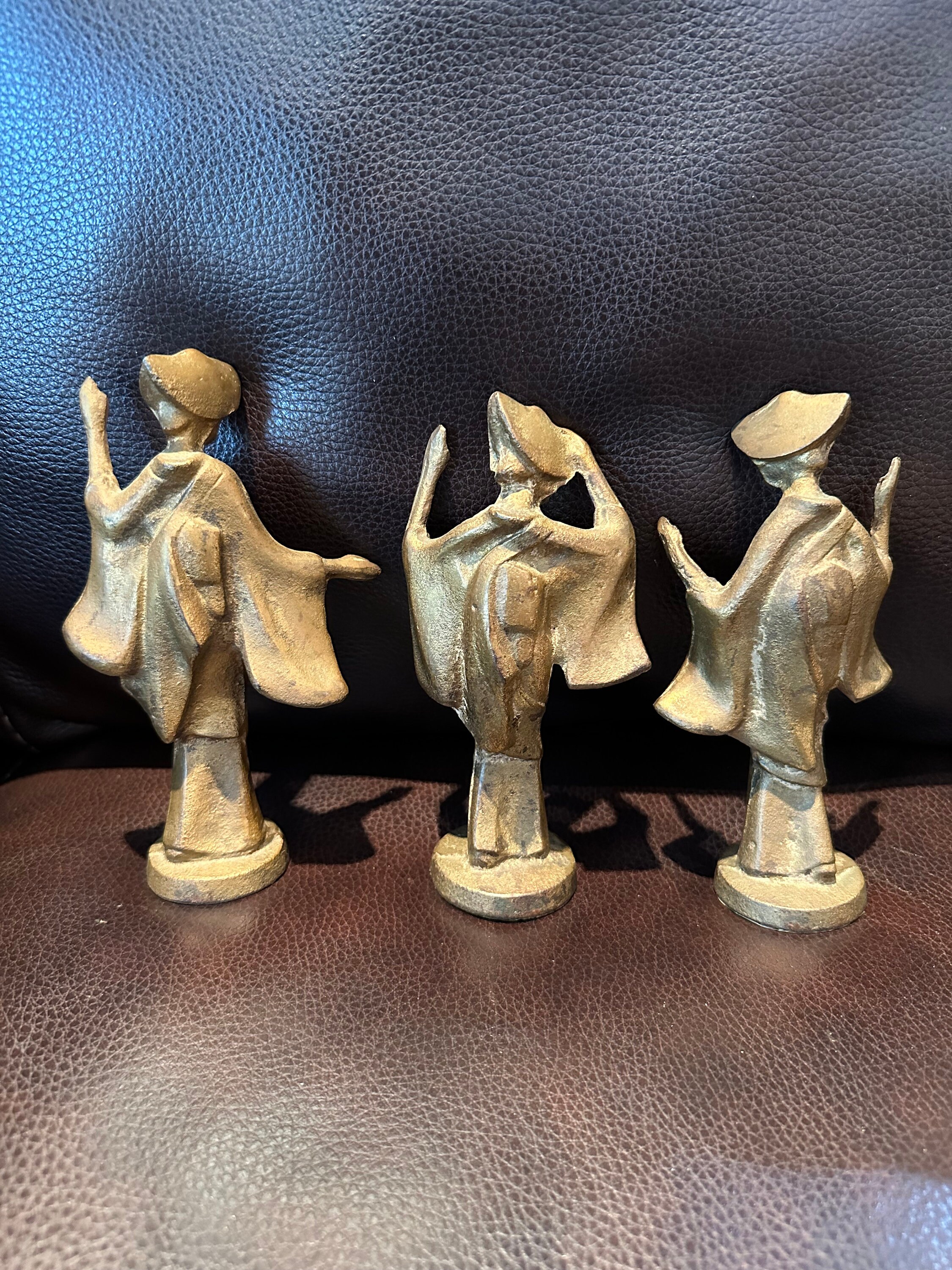 Vintage Set 3 Cast Iron Awa Odori Geisha Dancer Figurines: Mid Century ...
