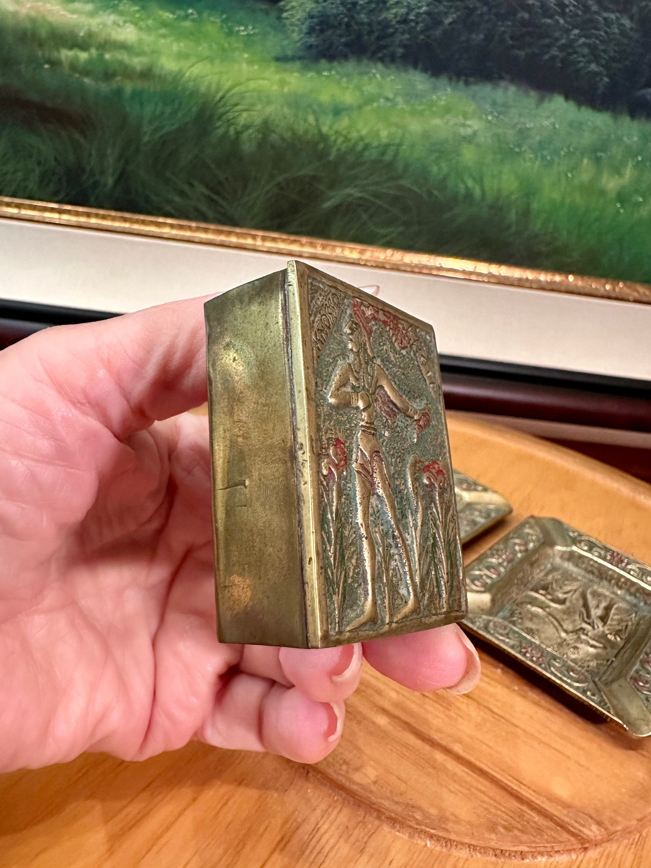 Early 1900s Solid Brass Match Box Cover Case W/ Pair of Matching ...