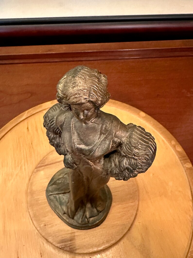 Mid Century Brass Tone Hollywood Regency Lady Figurine Statue, Spelter ...