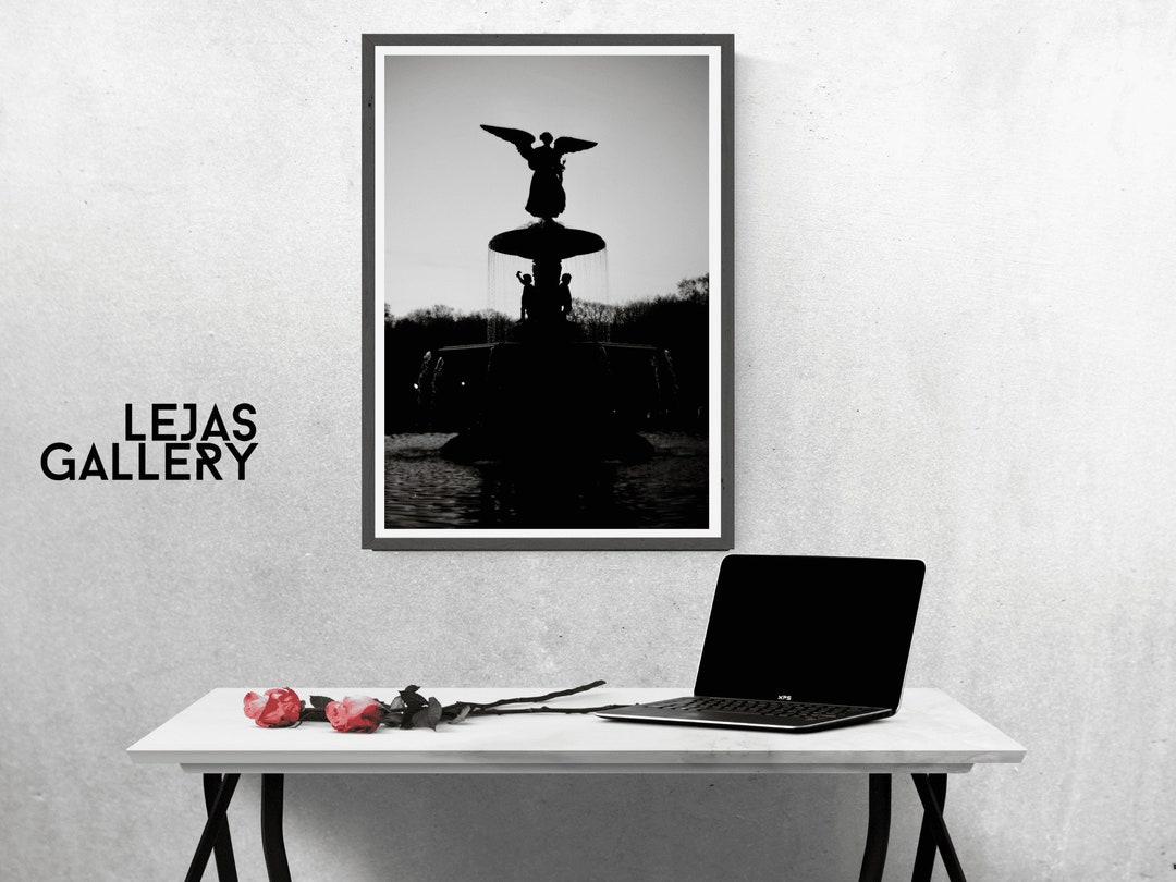 Bethesda Fountain Black and White Wall Art at New York City Printable ...