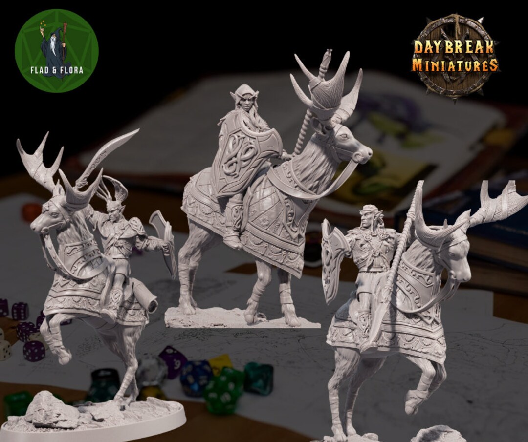 Mounted Elf Miniature I 3D Printed I 32mm Scale I Large Sized D&D Enemy ...