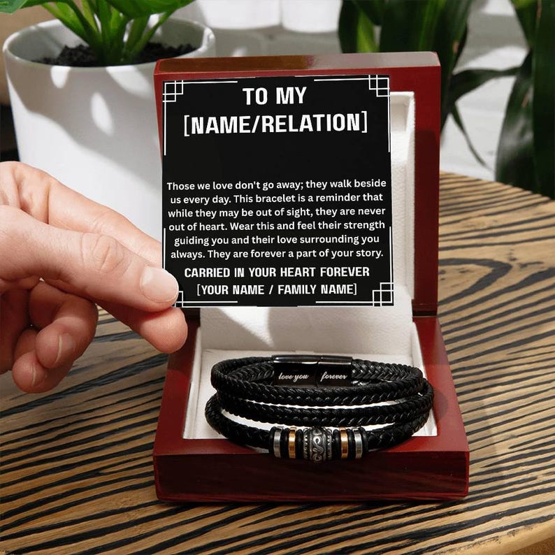 Memorial Gift for Him in Loving Memory Bracelet Sympathy Gift for Men ...