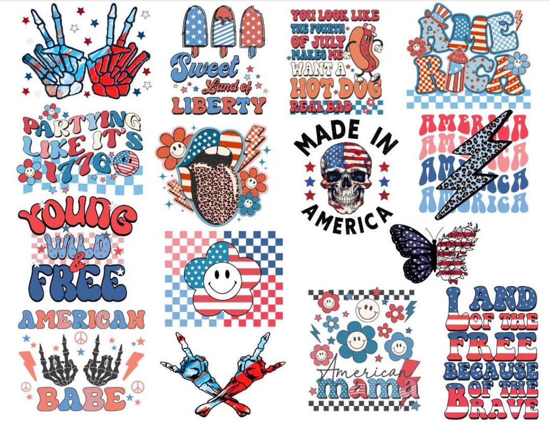 4th of July Bundle Home of the Brave Merica Retro Party in the USA Back ...
