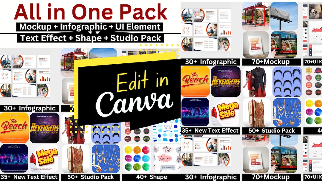 All in One Pack, Ultimate Design Solution Mockup, 300 Infographic, UI ...