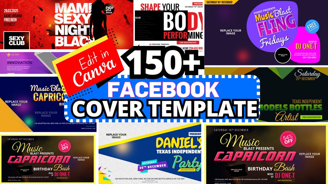 150 Facebook Covers Banners Bundle Pack, Easily Create an Eye-catching ...