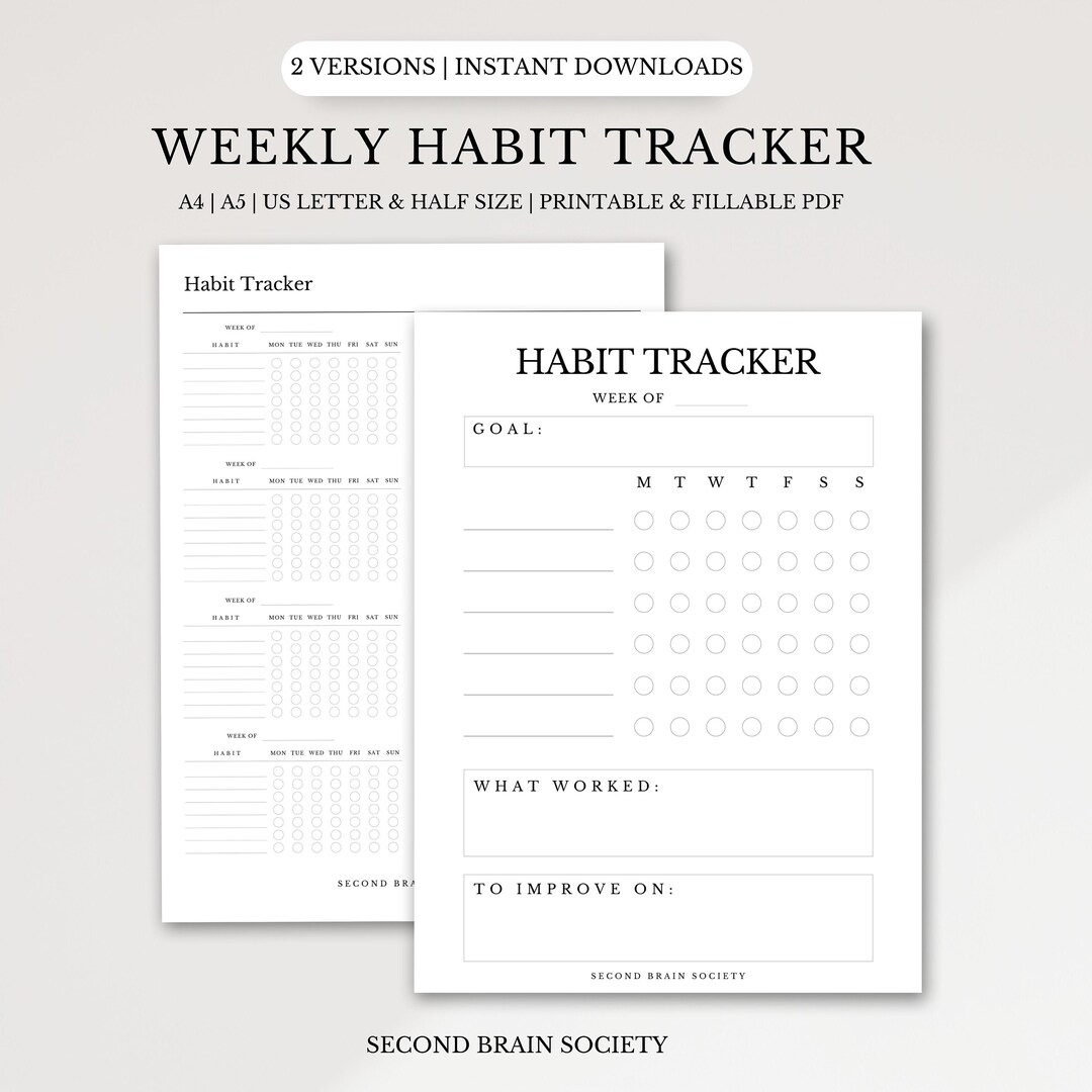 Weekly Habit Tracker Printable, Habit Tracker Template, Habit Tracker ...