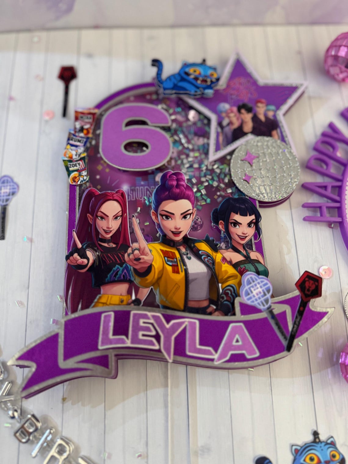 Kpop Demon Hunters Cake Topper/ Purple Cake Topper / Saja Boys ...