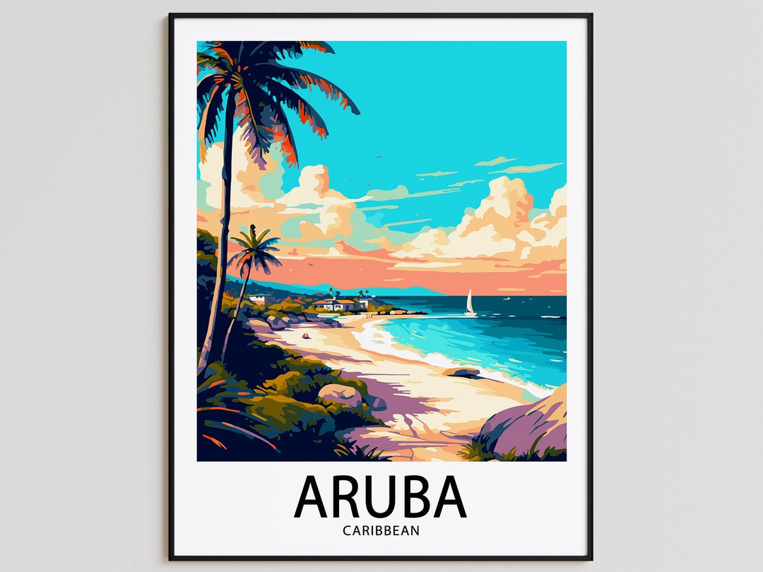 Aruba Travel Poster Aruba Print Caribbean Art Print Aruba Gift - Etsy