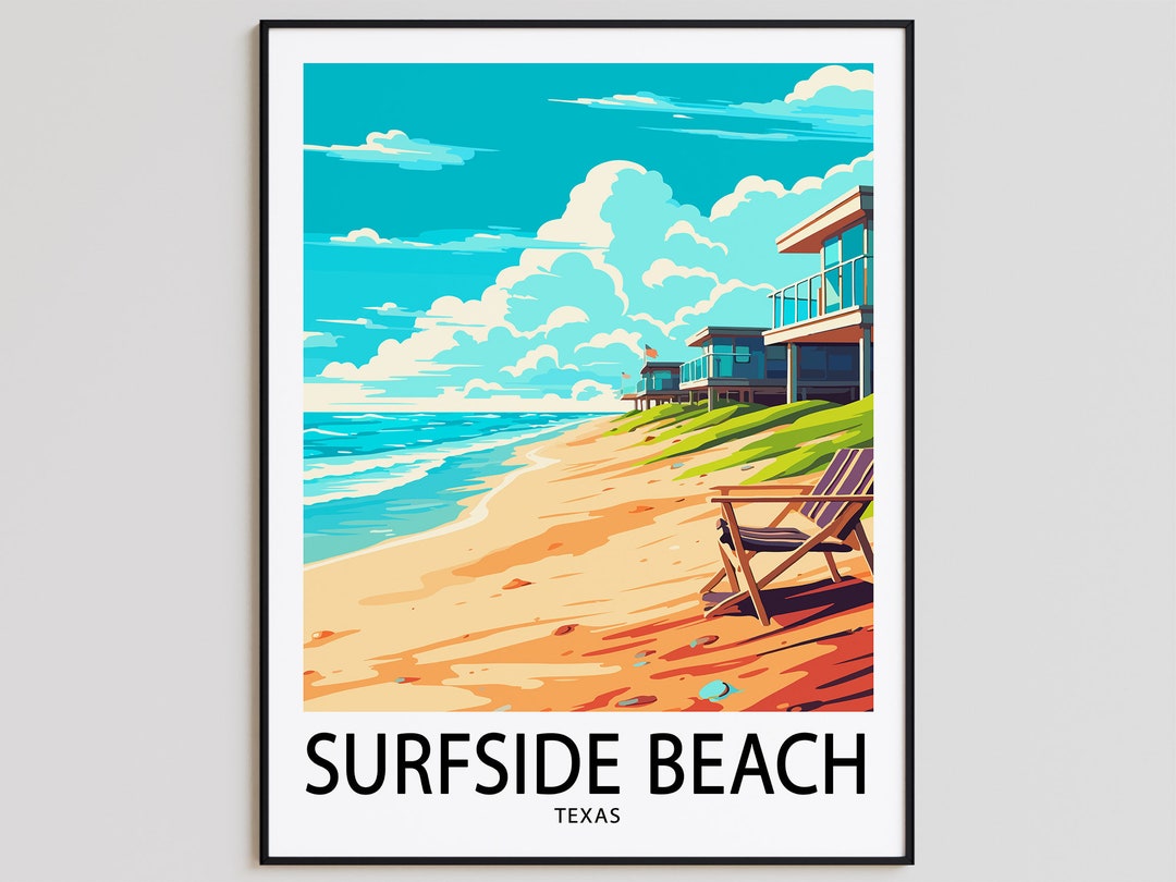 Surfside Beach Travel Poster Surfside Beach Print Texas Art Print ...