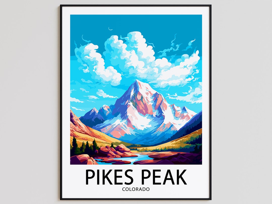 Pikes Peak Travel Poster Pikes Peak Print Colorado Art Print Pikes Peak ...
