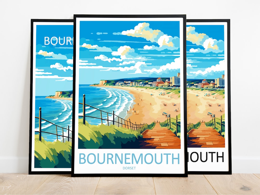 Bournemouth Travel Print Art Bournemouth Poster Dorset Wall Art Decor ...
