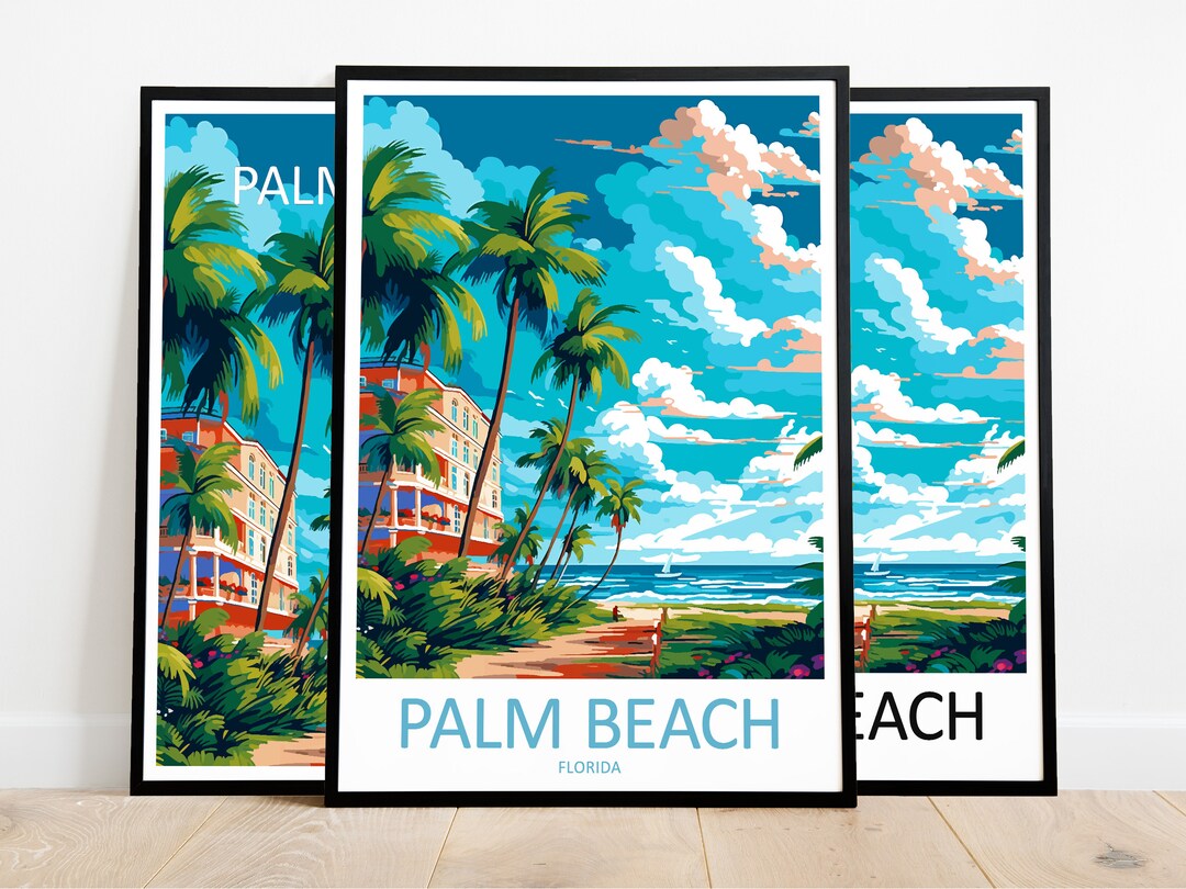 Palm Beach Travel Print Art Palm Beach Poster Florida Wall Art Decor