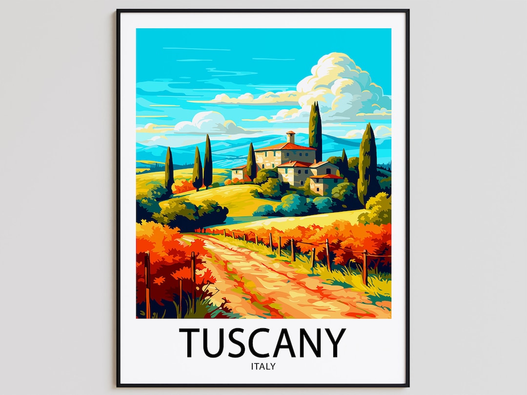 Tuscany Travel Poster Tuscany Print Italy Art Print Tuscany - Etsy