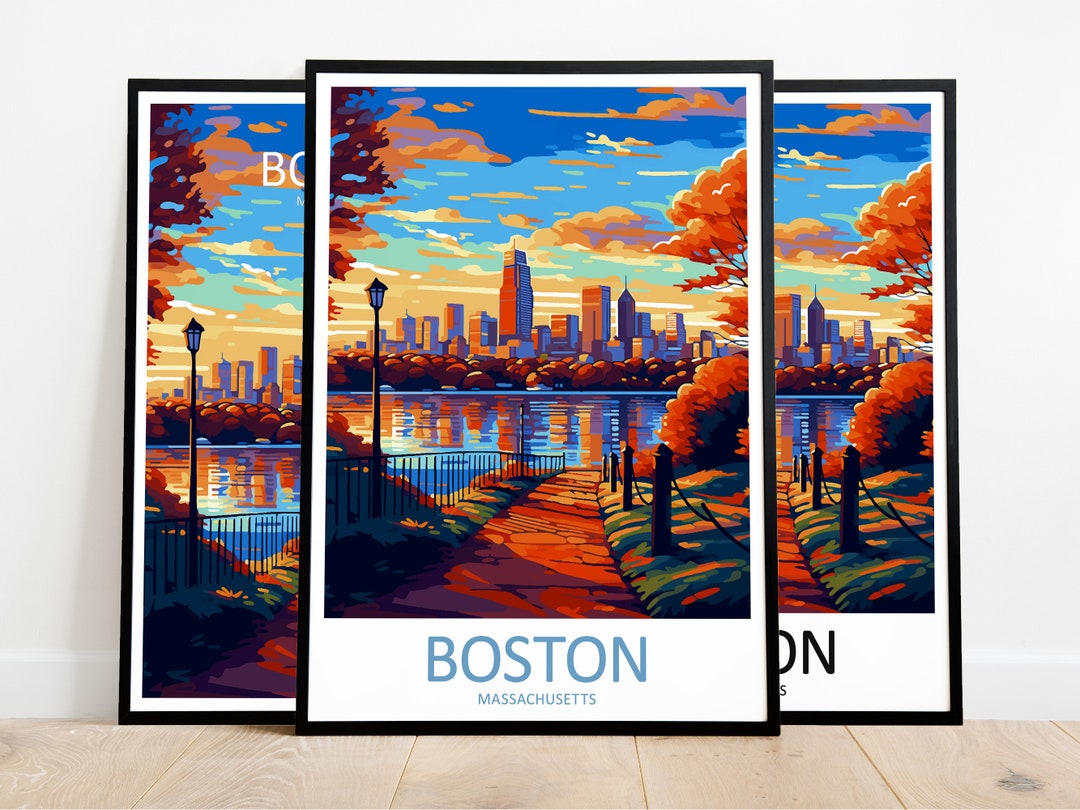Boston Travel Print Art Boston Poster Massachusetts Wall Art Decor ...