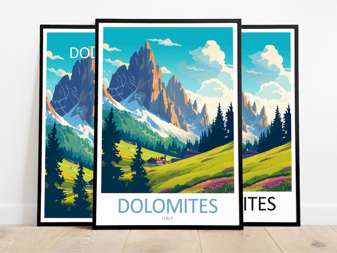 Dolomites Travel Print Art Dolomites Poster Italy Wall Art Decor ...