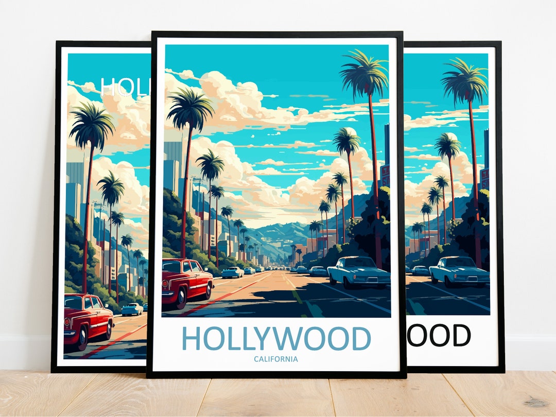 Hollywood Travel Print Art Hollywood Poster California Wall Art Decor ...