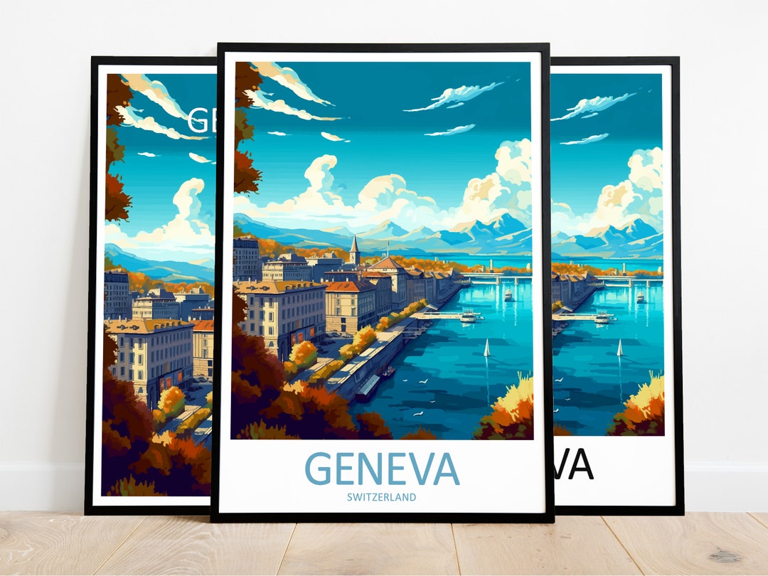 Geneva Travel Print Art Geneva Poster Switzerland Wall Art Decor Geneva ...