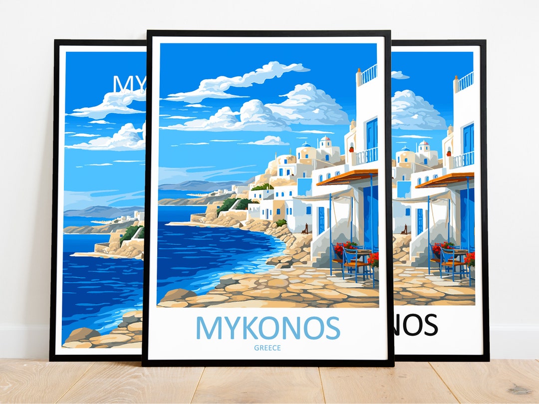 Mykonos Travel Print Art Mykonos Poster Greece Wall Art Decor Mykonos ...