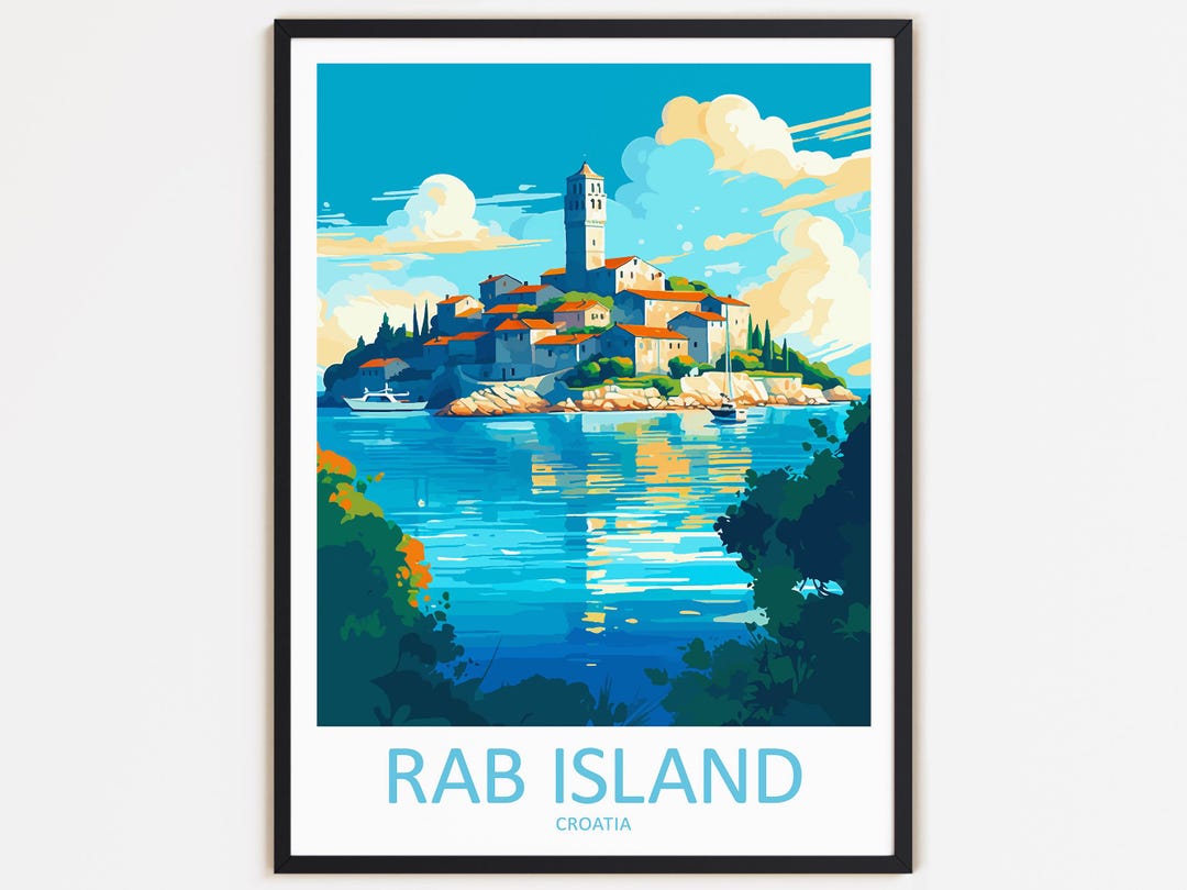 Rab Island Travel Print Wall Decor Wall Art Rab Island Wall Hanging ...