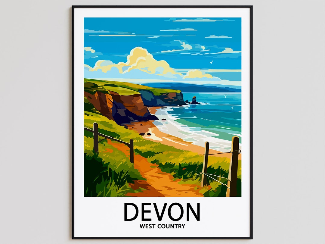 Devon Reise Poster Devon Print West Country Art Print Devon Geschenk Devon Wand Kunst Devon ...