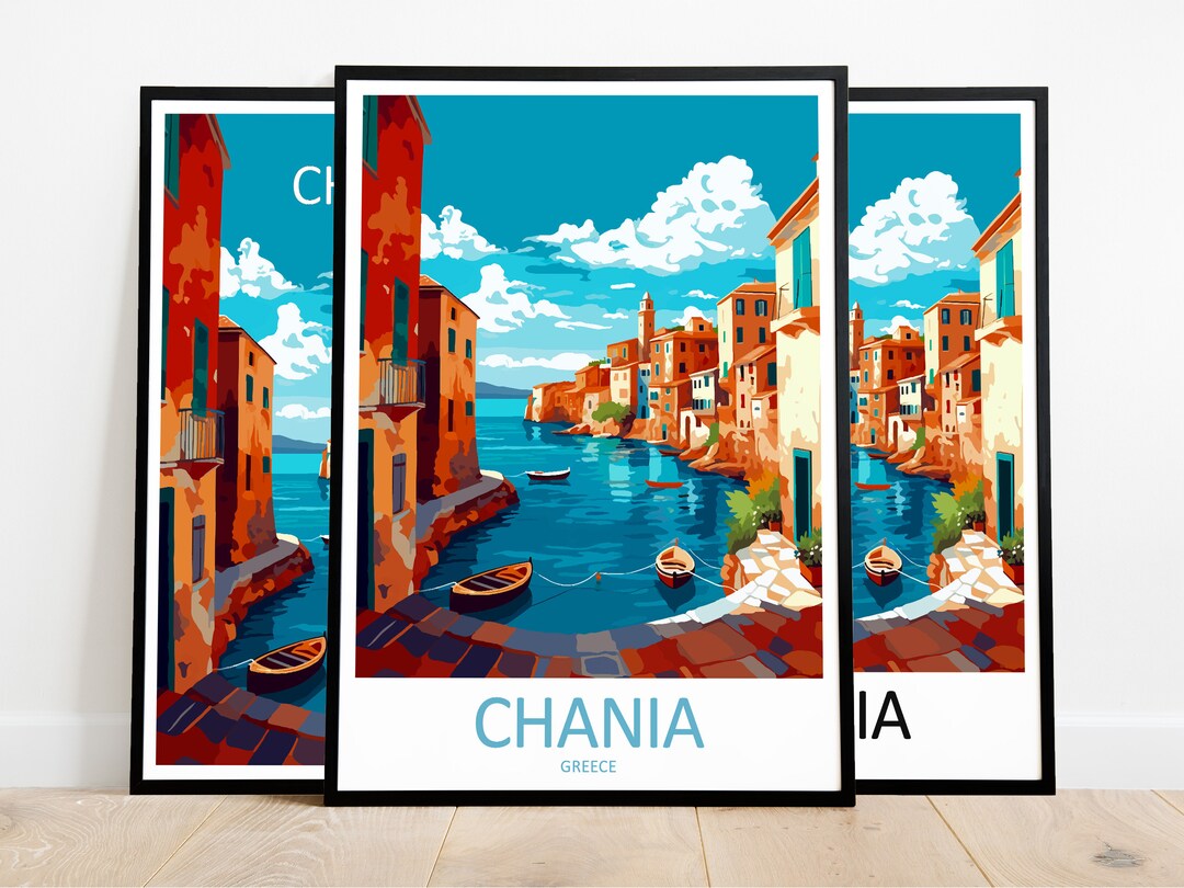 Chania Reiseposter Chania Print Griechenland Kunstdruck Chania Geschenk ...