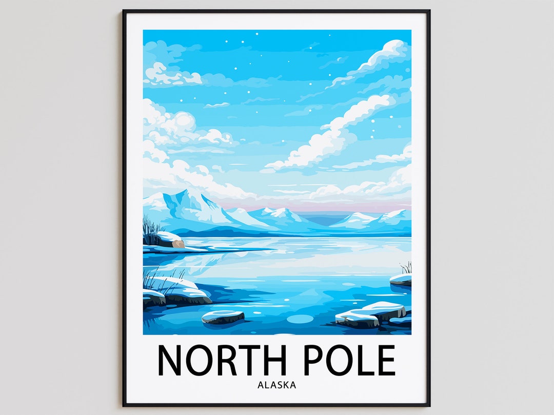 North Pole Travel Poster North Pole Print Alaska Art Print - Etsy