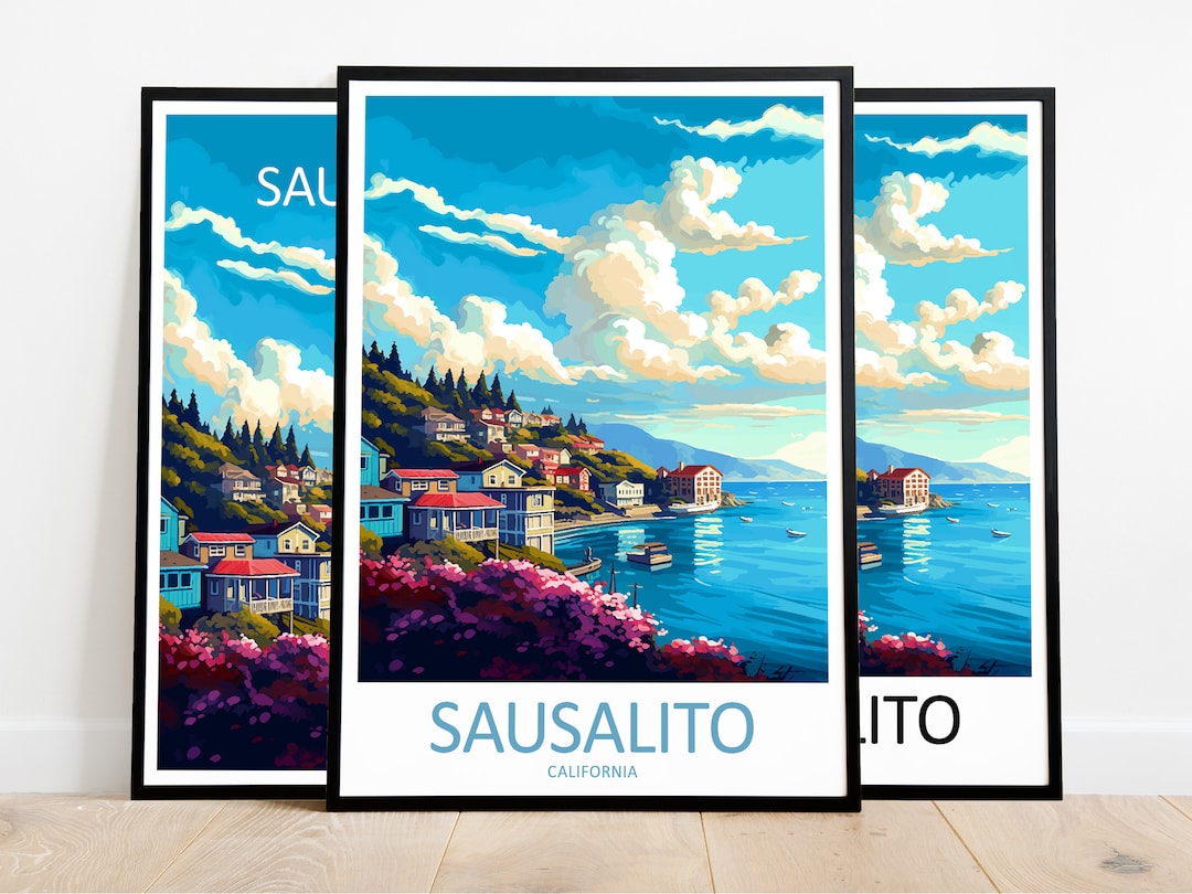 Sausalito Travel Print Art Sausalito Poster California Wall Art Decor ...