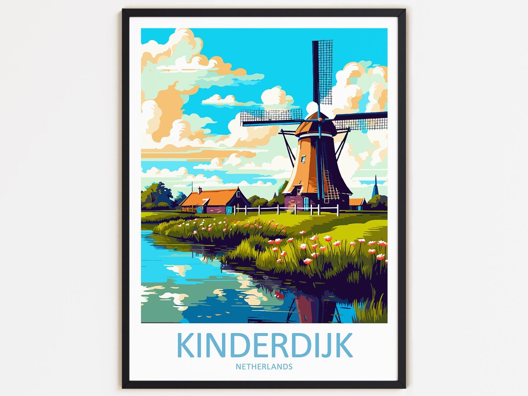 Kinderdijk Travel Print Wall Decor Wall Art Kinderdijk Wall Hanging Home Décor Kinderdijk Gift ...