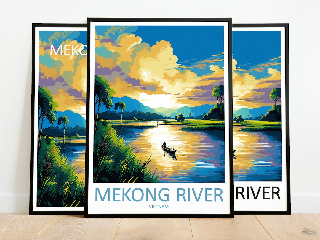 Mekong River Travel Print Mekong River Art Poster Vietnam Art Print ...