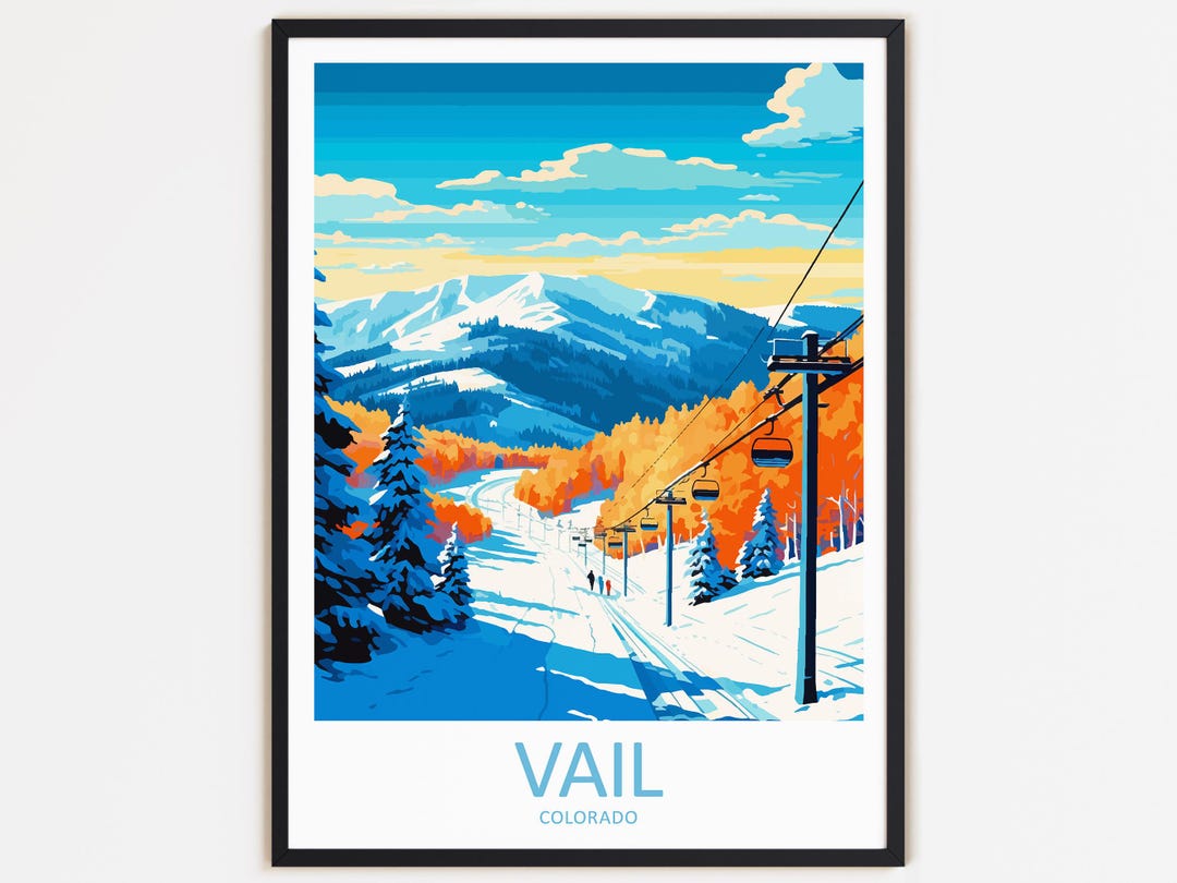 Vail Travel Print Wall Decor Wall Art Vail Wall Hanging Home Décor Vail ...