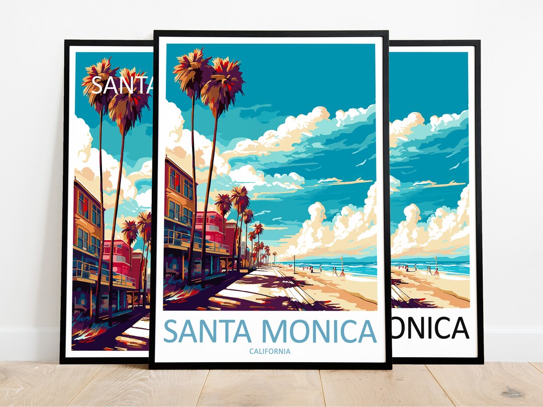 Santa Monica Travel Print Santa Monica Art Poster California Art Print ...