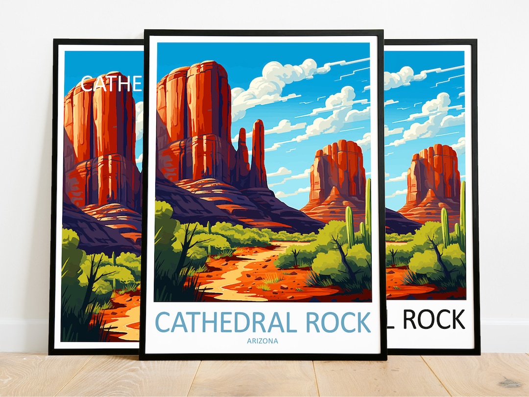 Cathedral Rock Travel Print Cathedral Rock Art Poster Arizona Art Print ...