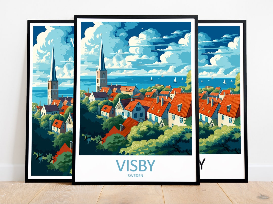 Visby Travel Print Art Visby Poster Sweden Wall Art Decor Visby Gift ...