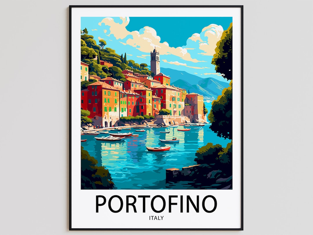 Portofino Travel Poster Portofino Print Italy Art Print Portofino Gift ...