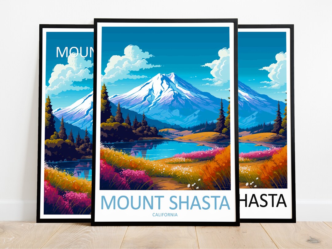 Mount Shasta Travel Poster Mount Shasta Print California Art Print ...