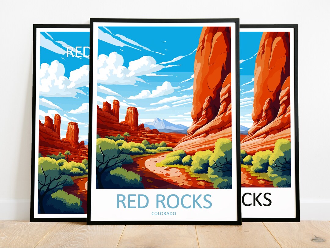 Red Rocks Travel Print Art Red Rocks Poster Colorado Wall Art Decor Red ...