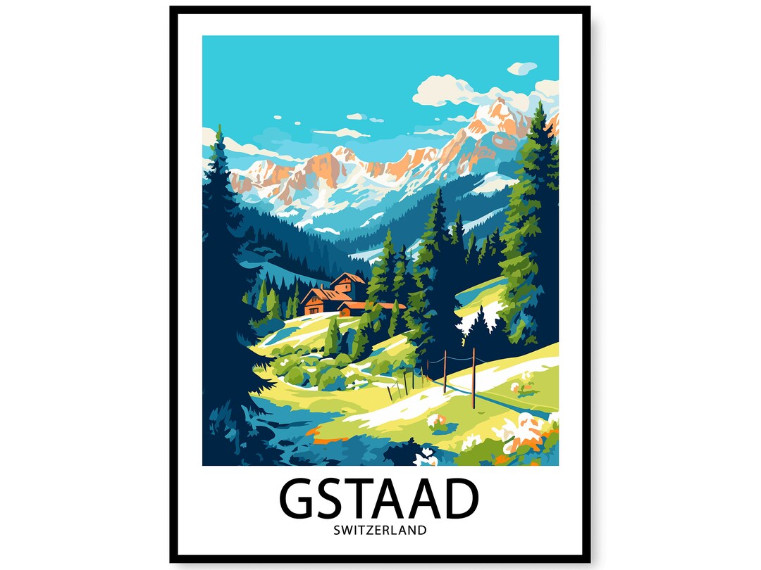 Gstaad Reise Poster Schweiz Gstaad Print Gstaad Geschenk - Etsy.de