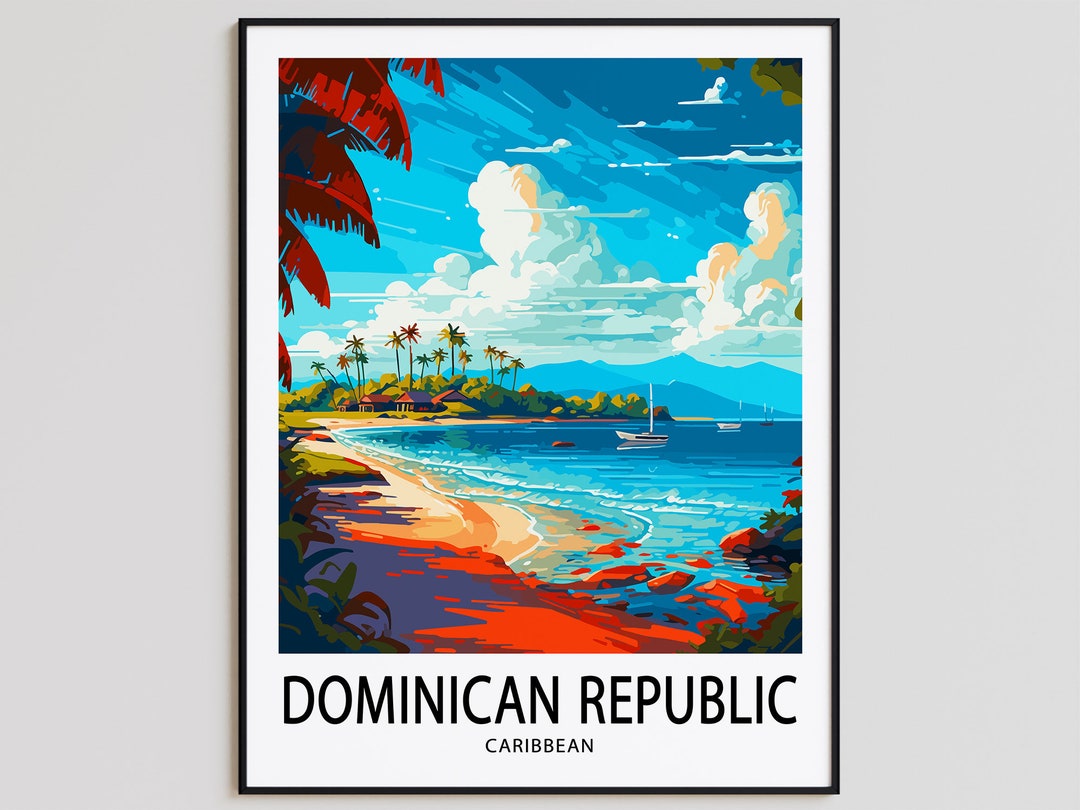 Dominican Republic Travel Poster Dominican Republic Print Caribbean Art ...