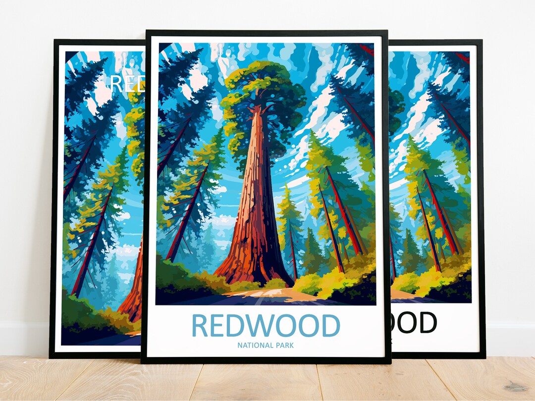Redwood Reise-Poster Redwood Print Nationalpark Kunstdruck Redwood ...