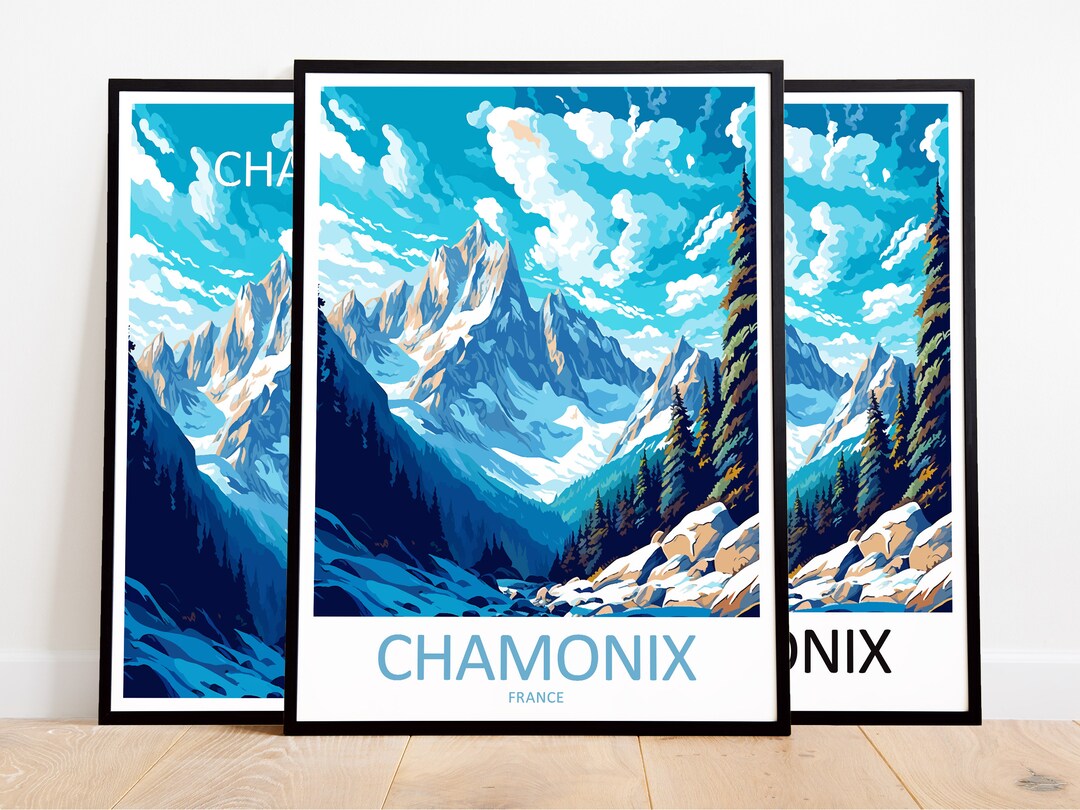 Chamonix Travel Print Art Chamonix Poster France Wall Art Decor ...