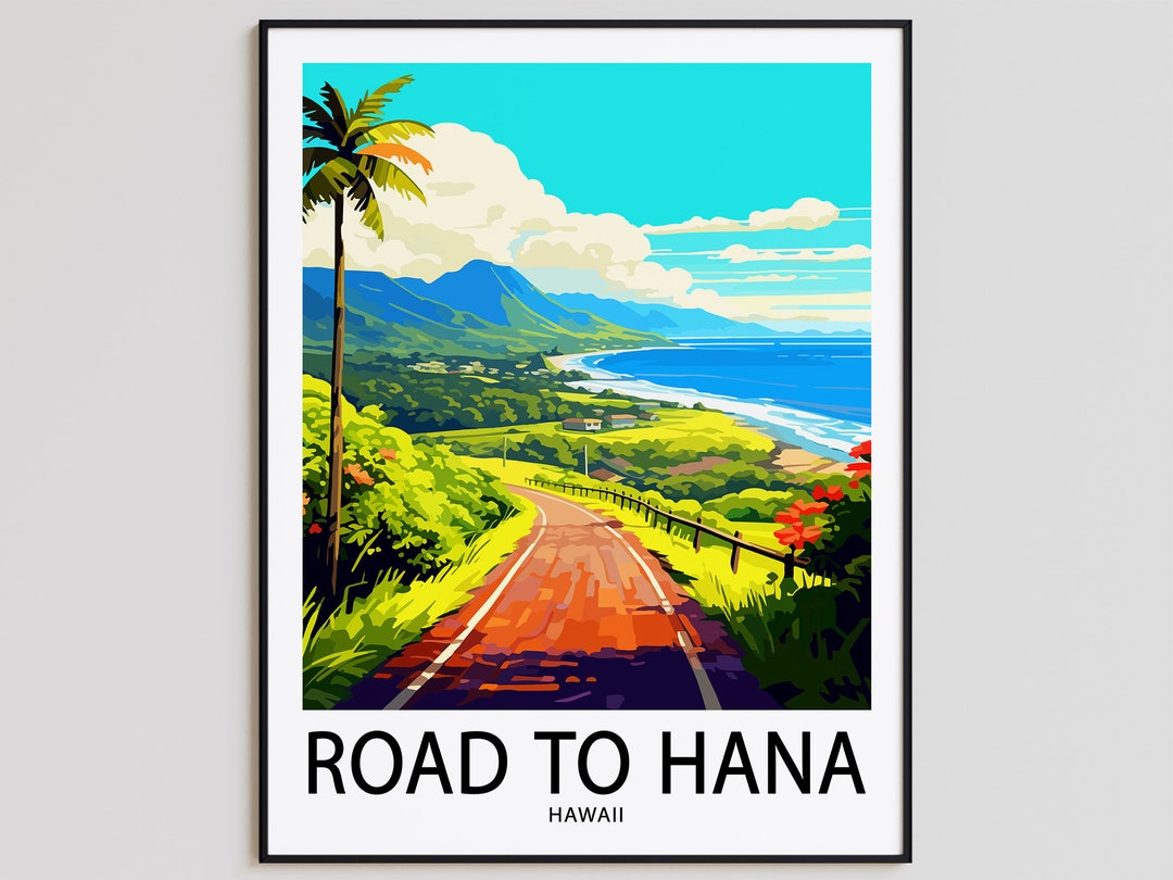 Road to Hana Travel Poster Road to Hana Print Hawaii Art Print - Etsy